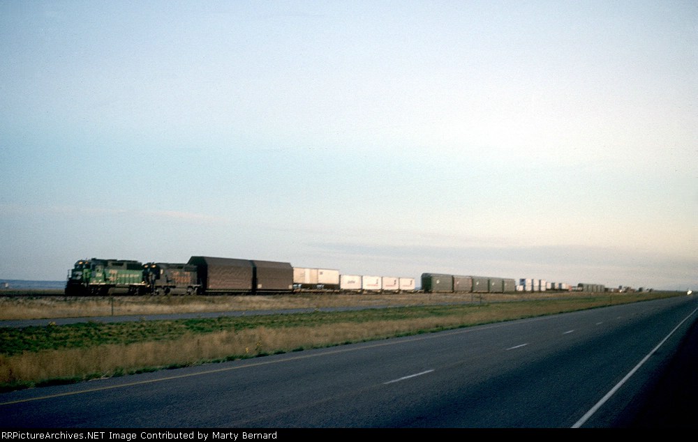 BN 3134 and DRG&W 3130 Just Before Sunrise